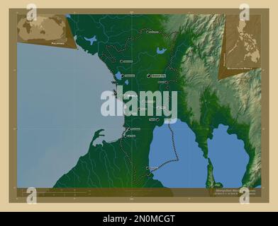 Metropolitan Manila, province of Philippines. Colored elevation map ...