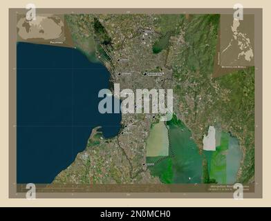 Metropolitan Manila, province of Philippines. High resolution satellite ...