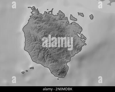 Marinduque, province of Philippines. Grayscale elevation map with lakes ...