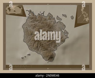 Marinduque, province of Philippines. Elevation map colored in wiki ...