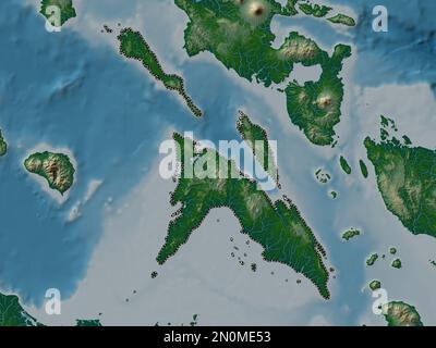Masbate, province of Philippines. Colored elevation map with lakes and ...
