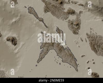 Masbate, province of Philippines. Colored elevation map with lakes and ...
