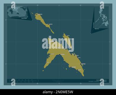 Masbate, province of Philippines. Solid color shape. Locations of major ...