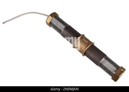 Pipe Bomb with Slow match isolated on white Stock Photo - Alamy