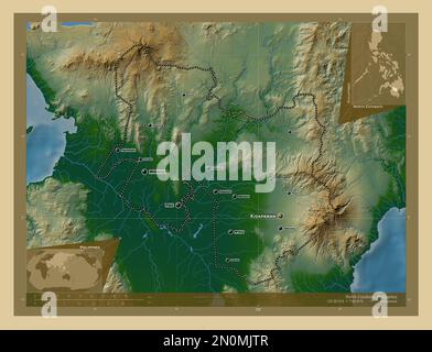North Cotabato, province of Philippines. Colored elevation map with ...