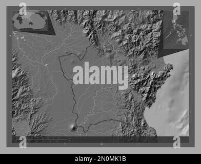 Nueva Ecija, province of Philippines. Bilevel elevation map with lakes ...