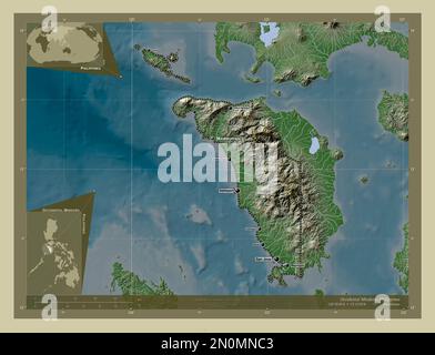 Occidental Mindoro, province of Philippines. Colored elevation map with ...