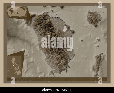 Oriental Mindoro, province of Philippines. Colored elevation map with ...