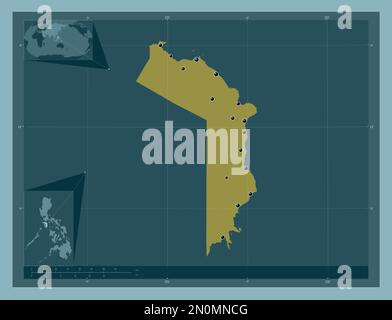 Oriental Mindoro, province of Philippines. Solid color shape. Corner ...