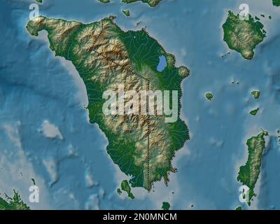 Oriental Mindoro, province of Philippines. Colored elevation map with ...