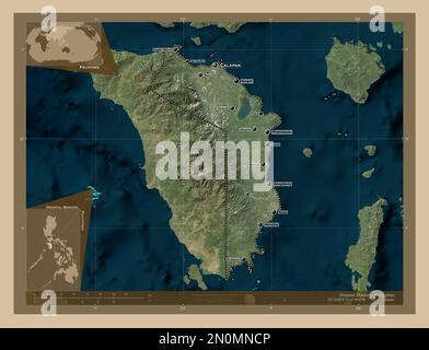 Oriental Mindoro, province of Philippines. Low resolution satellite map ...