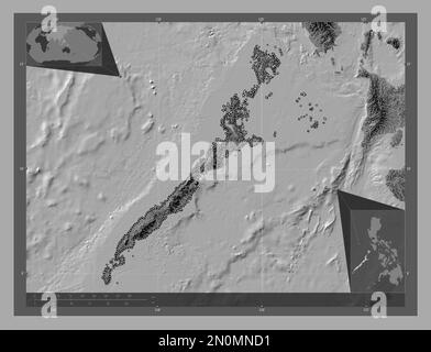 Palawan, province of Philippines. Bilevel elevation map with lakes and ...