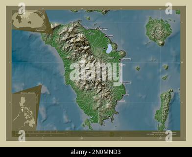 Oriental Mindoro, province of Philippines. Colored elevation map with ...