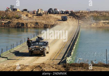 A bridge destroyed in the Euphrates River Valley during Operation ...