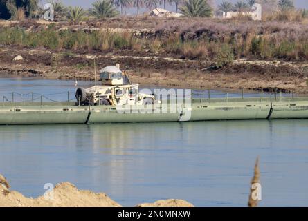 A bridge destroyed in the Euphrates River Valley during Operation ...