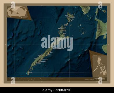 Palawan, province of Philippines. Low resolution satellite map Stock ...