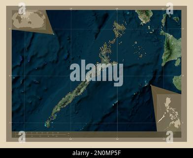 Palawan, province of Philippines. High resolution satellite map ...