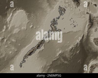 Palawan, province of Philippines. Colored elevation map with lakes and ...