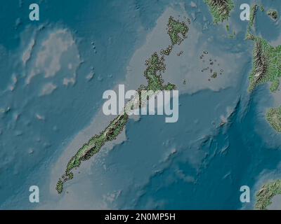 Palawan, province of Philippines. Colored elevation map with lakes and ...