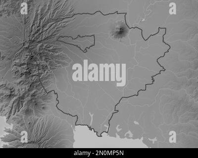 Pampanga, province of Philippines. Grayscale elevation map with lakes ...