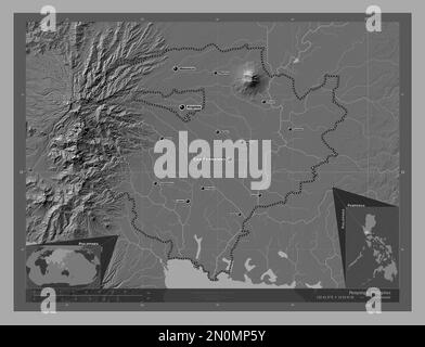 Pampanga, province of Philippines. Bilevel elevation map with lakes and ...