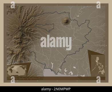 Pampanga, province of Philippines. Colored elevation map with lakes and ...