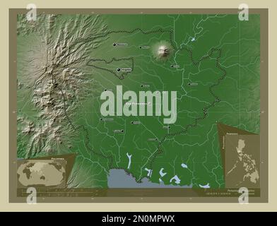 Pampanga, province of Philippines. Colored elevation map with lakes and ...