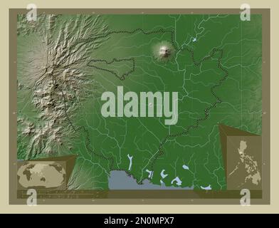 Pampanga, province of Philippines. Colored elevation map with lakes and ...