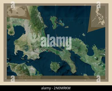 Quezon, province of Philippines. High resolution satellite map Stock ...