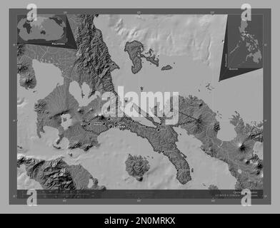 Quezon, province of Philippines. Bilevel elevation map with lakes and ...