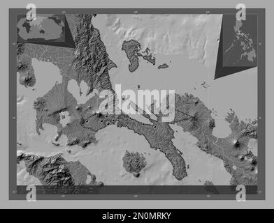 Quezon, province of Philippines. Bilevel elevation map with lakes and ...