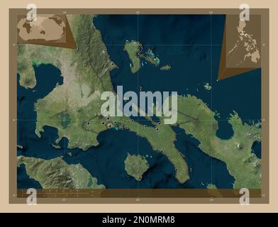 Quezon, province of Philippines. Low resolution satellite map Stock ...