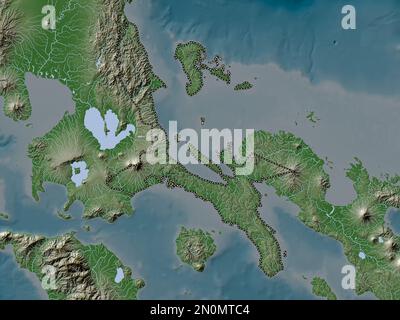 Quezon, province of Philippines. Colored elevation map with lakes and ...