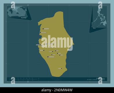 Rizal, province of Philippines. Solid color shape. Corner auxiliary ...