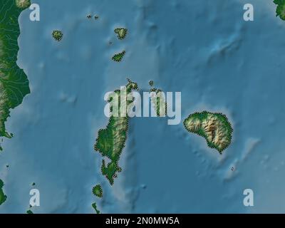 Romblon, province of Philippines. Colored elevation map with lakes and ...