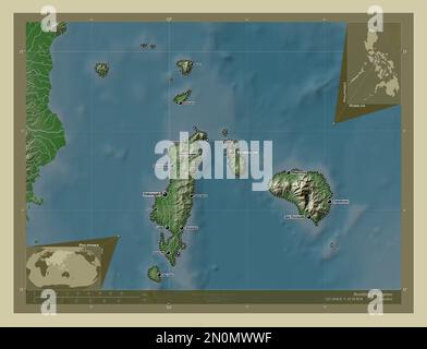 Romblon, province of Philippines. Colored elevation map with lakes and ...