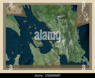 Samar, province of Philippines. High resolution satellite map. Corner ...