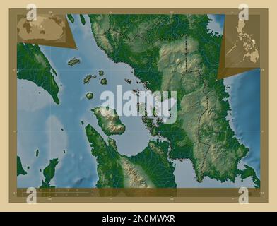 Samar, province of Philippines. Elevation map colored in wiki style ...