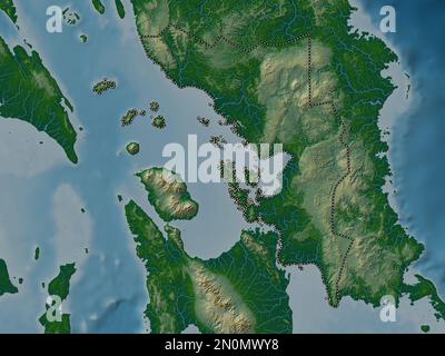 Samar, province of Philippines. Colored elevation map with lakes and ...