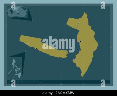 Sarangani, province of Philippines. Solid color shape. Locations and ...