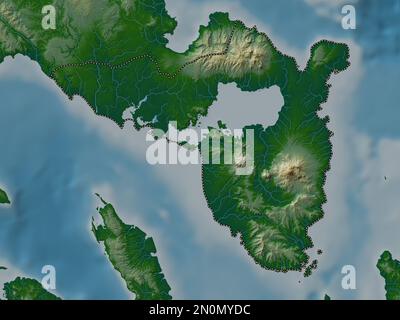 Sorsogon, province of Philippines. Colored elevation map with lakes and ...