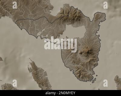 Sorsogon, province of Philippines. Colored elevation map with lakes and ...