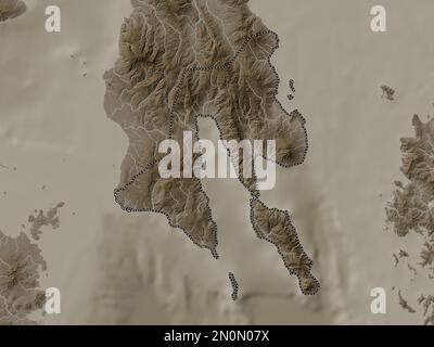 Southern Leyte, province of Philippines. Colored elevation map with ...