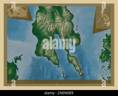 Southern Leyte, province of Philippines. Colored elevation map with ...