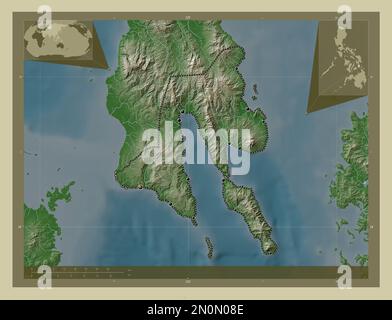 Southern Leyte, province of Philippines. Colored elevation map with ...