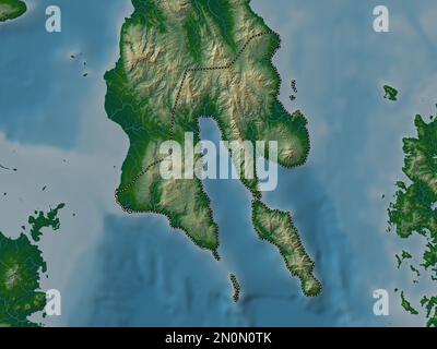 Southern Leyte, province of Philippines. Elevation map colored in wiki ...