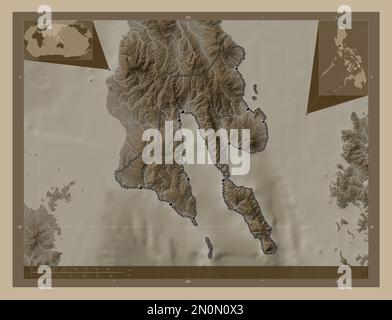 Southern Leyte, province of Philippines. Colored elevation map with ...