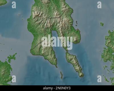Southern Leyte, province of Philippines. Colored elevation map with ...