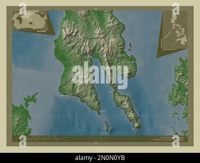 Southern Leyte, province of Philippines. Colored elevation map with ...
