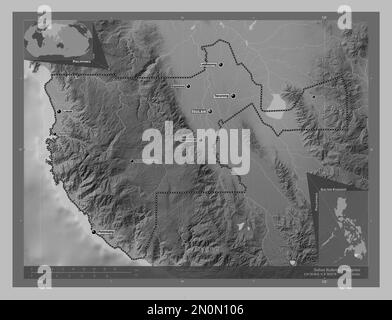 Sultan Kudarat, province of Philippines. Grayscale elevation map with ...